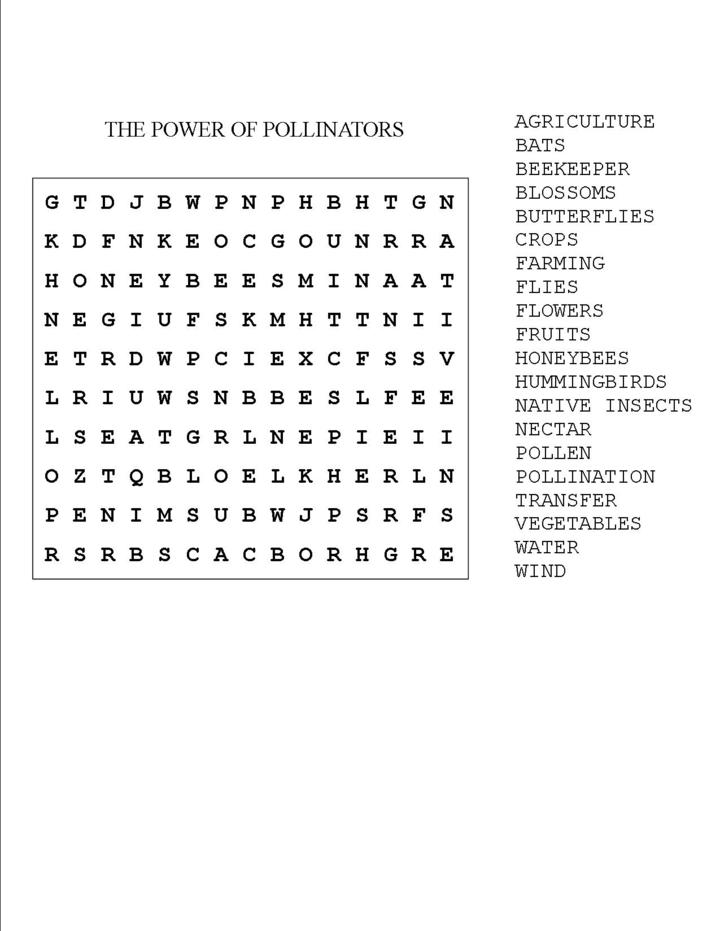 The Power of Pollinators Word Search